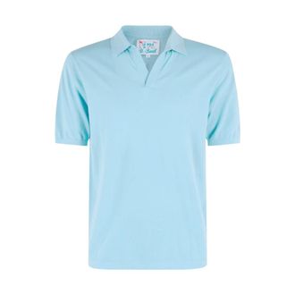 MC2 Saint Barth Homme, Tops, Bleu, Taille: M Polo en Lin Bleu Clair