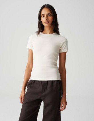 OPUS T-Shirt SAMUNA Feines Rippshirt Slim aus BCI Cotton Mix