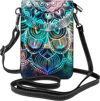 IUBBKI Porte-monnaie pour téléphone portable à fleurs colorées - Petit portefeuille en cuir à bandoulière pour femmes Sac à bandoulière pour carte de transpo