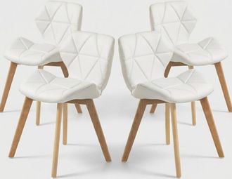 Oresteluchetta 2er-Set Design-St&uuml;hle aus Holz und Kunstleder f&uuml;r K&uuml;che Spark - Wei&szlig;