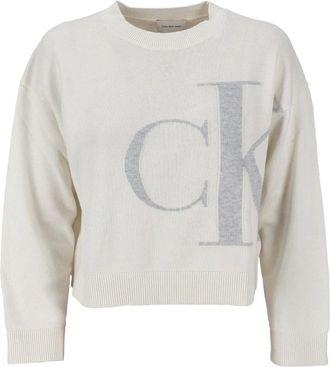 Calvin Klein Femme, Pulls, Blanc, Taille: 40 FR Pull Ras du Cou