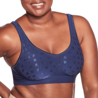 Bali Intimates Damen Drahtloser, Comfort Revolution, Bügelloser, Feuchtigkeitsableitend BH mit voller Abdeckung, Undurchsichtige, In The Navy Dot, XXX-Large