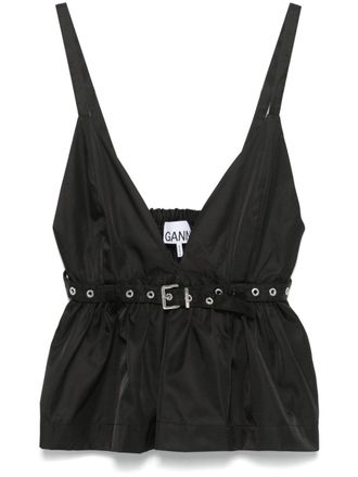 Ganni Duchesse Strap Oberteil - Schwarz