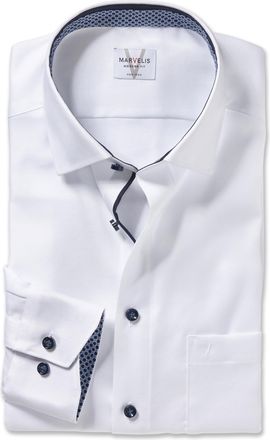 Marvelis Herren Oberhemd Langarm Dern-Fit,Twill,13 New Kent,Weiss 00,44