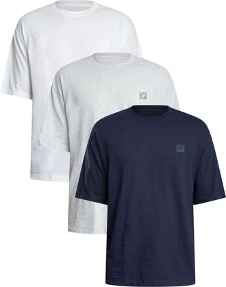 Lyle & Scott Herren 3Er-Pack Entspannte Lounge-T-Shirts, Light Grey/Navy/White, L