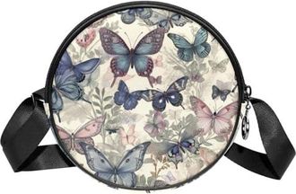 Generic Petit sac &agrave; bandouli&egrave;re circulaire pour femme, petit sac &agrave; bandouli&egrave;re avec fermeture &eacute;clair, bretelles r&eacute;glables, sac &agrave; main rond d&eacute;contract&eacute; pour fe