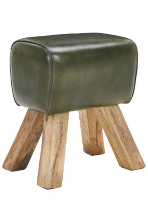 Livetastic Hocker, Olivgrün, Holz, Leder, Echtleder, Ziegenleder, Mangoholz, Hartholz, rechteckig, 42x45x35 cm, Wohnzimmer, Hocker