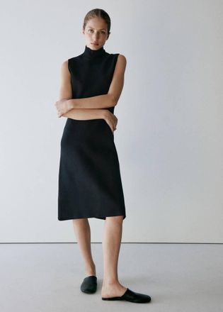 Mango Robe midi en maille Milano noir - Femme - S - MANGO