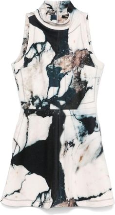 Roberto Cavalli Minikleid mit Marmor-Print - Wei&szlig;