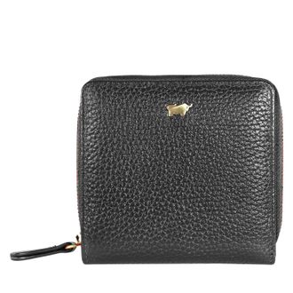 Braun Büffel Kleine ASTI Reißverschlussgeldbörse aus feingenarbtem Leder gefertigt und mit goldenen Metallakzenten - 6 Kartenfächer 5 Steckfächer - Edles Schwarz