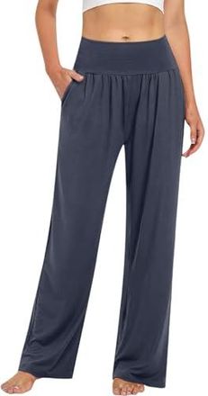 Generic Pantalon de jogging d&eacute;contract&eacute; et ample pour femme avec jambes larges, pantalon de yoga confortable, pantalon de sport taille haute avec leggings pai