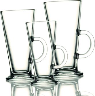 Pasabahce 55163 Colombian Kaffeeglas mit Henkel, 455 ml, Glas, transparent, 6 Stück