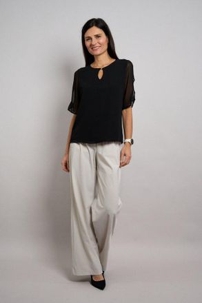 Seidel Moden Chiffonbluse Otto exclusiv Halbarm mit Cut-Out-Detail und Glitzerstein - MADE IN GERMANY