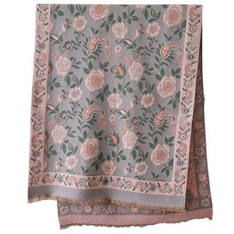 GFM Ch&acirc;le Automne Hiver Motif Fleurs Roses Femmes - Texture Cachemire Chaud (FRLSHL-MM), gris, L