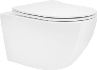 ML Design ECD Germany Sp&uuml;lrandloses H&auml;nge WC lang 52 cm Wei&szlig; gl&auml;nzend mit Nano Beschichtung, Wand-WC, Toilette mit abnehmbaren WC-Sitz aus Duroplast Softclose