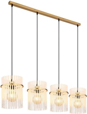 Globo Lighting Suspension led Barres en verre Lampe de salle à manger Plafonnier Lampe de salon or, opale clair, métal, 4x 9W 4x 810lm blanc chaud, h 140 cm