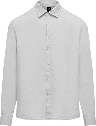 Bomboogie Homme, Chemises, Blanc, Taille: XL Chemise en lin coupe droite