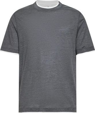 Brunello Cucinelli Homme, Tops, Gris, Taille: S T-shirt &agrave; col rond