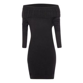 Fracomina Kurzes Stretch-Strickkleid - - Dresses - Damen - Schwarzk - S