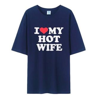 Generic 2026 T-shirt graphique pour la Saint-Valentin pour hommes avec imprim&eacute; amusant, bleu marine, XXL