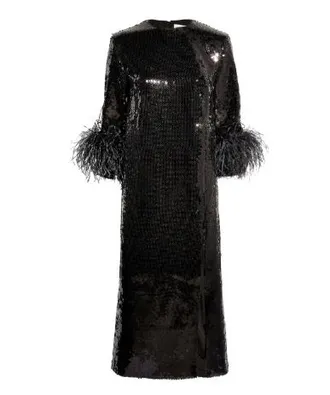 16Arlington 16Arlington Billie Feather-trimmed Midi Dress in Sequin Size M