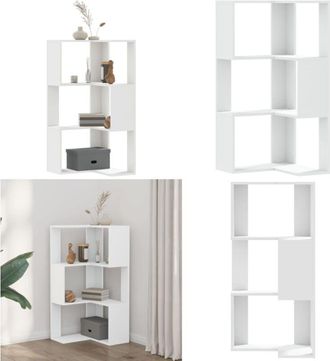 vidaXL Eck-B&uuml;cherregal 3 B&ouml;den Wei&szlig; 50x50x102 cm Holzwerkstoff - B&uuml;cherregal - Holzregal