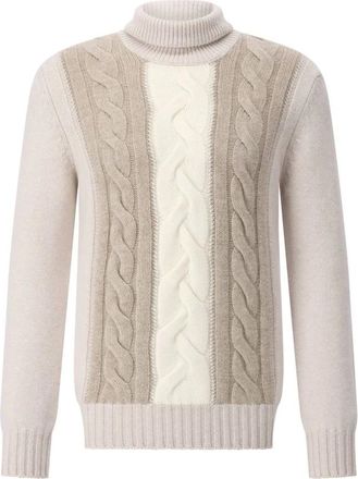 Gran Sasso Homme, Pulls, Beige, Taille: 3XL Pull Classique en Tricot Torsadé