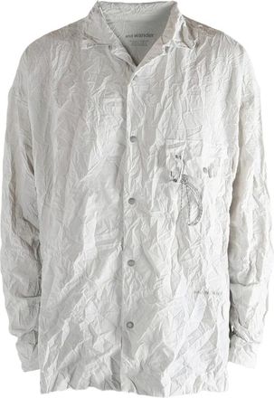 And Wander Homme, Chemises, Blanc, Taille: S Chemise en nylon avec d&eacute;tails &agrave; volants