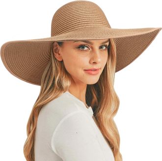 Dreshow Damen Breit Krempe Strohhut Faltbar Schutz Strandhut Elegant Sommer Hut Sonnenh&uuml;te UPF 50+
