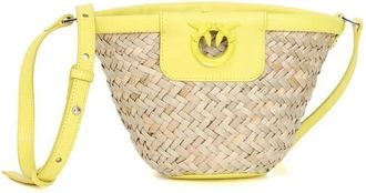 Pinko Love Summer Bucket Rafia + Vitello Seta - - Bags - Damen - Beige - ONE SIZE