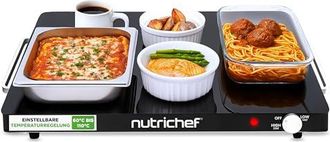 Nutrichef NutriChef Kochplatte elektrisch (Warmhalteplatte) - 54&times;42 cm, 60-110 &deg;C, ideal f&uuml;r Party, Buffet & Grillgut | Schwartz