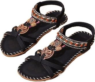 Generic Sandales Femmes, Sandale Femme Confortable Sandales dété for femmes, chaussures de marche à plateforme, antidérapantes, fête, rétro(Black,36)