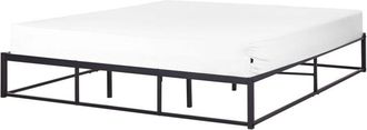 Beliani Lit Double Sans Appui-Tête Solide avec Lattes Design Industriel Moderne 180 x 200 cm en Métal Noir Viry