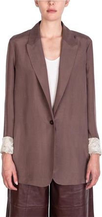 Alysi Femme, Vestes, Brun, Taille: 38 FR Long Silk Blazer