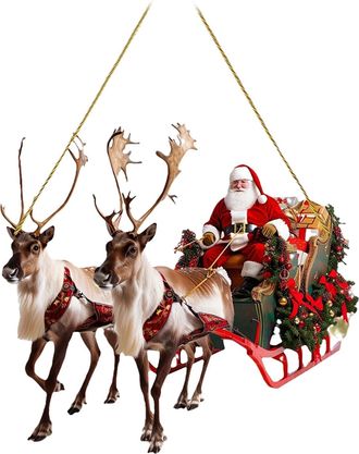 Generico Weihnachtsanh&auml;nger Rentier - Vielseitig, elegant, kompakt und Schlitten, Weihnachtsmann, funktional, Hirsch, f&uuml;r Weihnachtsbaum, Weihnachtsdekoration,