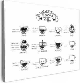 MuchoWow &copy; Bild auf Leinwand 40x30 cm Schlafzimmer Bilder Wand Deko Wohnzimmer Modern Wanddeko Bilderwand Geschenk Kaffee - Cappuccino - Schwarz und wei&szlig; - Esp