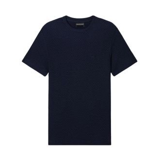 Emporio Armani Homme, Tops, Bleu, Taille: XL T-shirt en jersey stretch bidirectionnel gaufr&eacute;