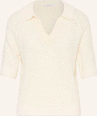 OPUS Strick-Poloshirt Posilly Aus Boucl&eacute; weiss
