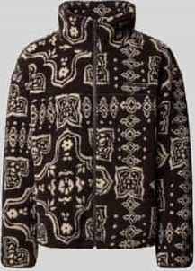 Review Fleecejacke mit Stehkragen und Label-Detail