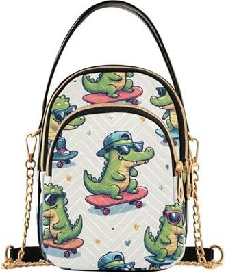 Mnsruu Sac à bandoulière pour femme avec bandoulière réglable Motif crocodile mignon Petit animal