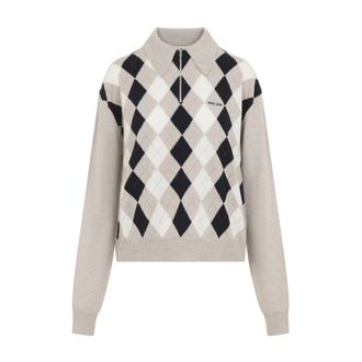 Miu Miu Argyle Poloshirt-Pullover - - Knitwear - Damen - Mehrfarbig - M