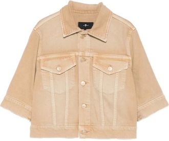 7 For All Mankind Femme, Vestes, Brun, Taille: 40 FR Veste en jean courte