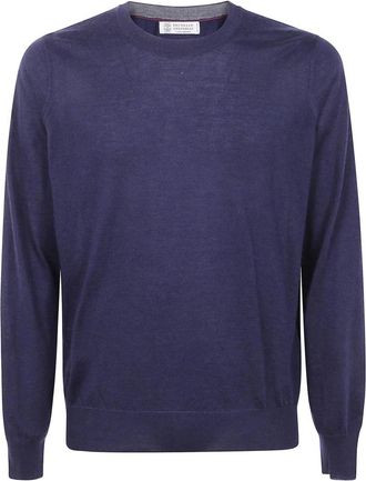 Brunello Cucinelli Homme, Pulls, Bleu, Taille: M Pull ras du cou en cachemire