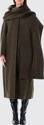 SOEUR Langer asymmetrischer Wollmischmantel mit Schalkragen