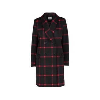 Gaudì Femme, Robes, Noir, Taille: 32 FR Manteau en laine à carreaux avec col châle