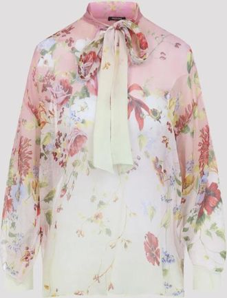 Roberto Cavalli Femme, Blouses et Chemises, Multicolore, Taille: 40 FR Blouse en mousseline de soie &agrave; imprim&eacute; fleurs de Miami