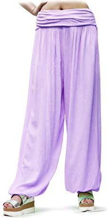 Glamexx24 Gloop HS201701 Pantalon bouffant pour femme - Pantalon de loisirs - Pantalon dété - Motif floral ou couleurs unies, Pastel Plum 13090a44, XL/3XL
