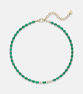 Shay Jewelry Collier Tennis en or 18 ct, &eacute;meraudes et diamant