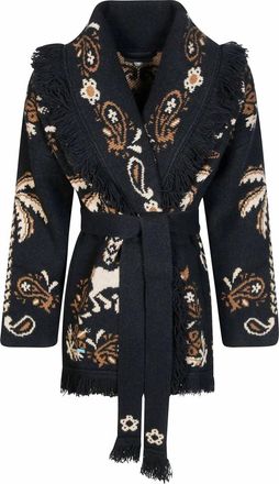Alanui Femme, Pulls, Noir, Taille: 38 FR Island Roots Foulard Cardigan