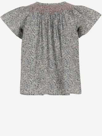 BONPOINT Girls Floral Print Cotton Top Blouses And Shirts